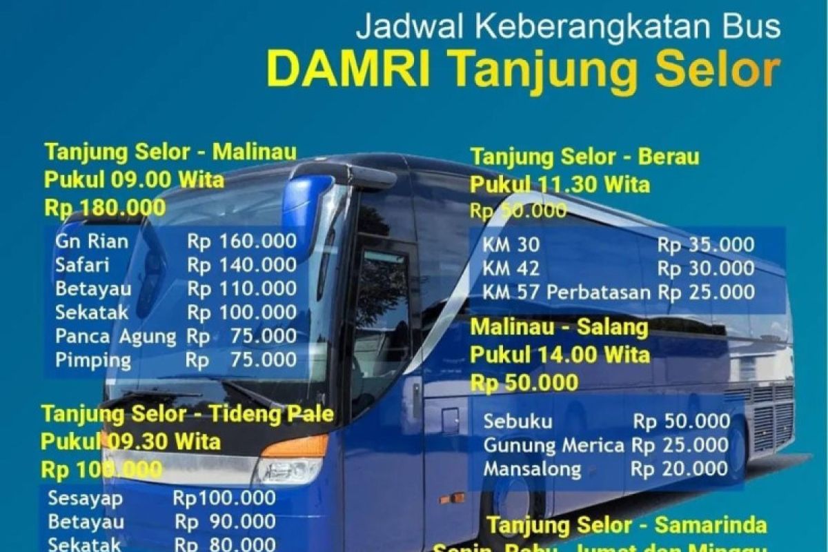 Dishub Kaltara segera buka trayek baru bus Damri - ANTARA News Kalimantan Utara