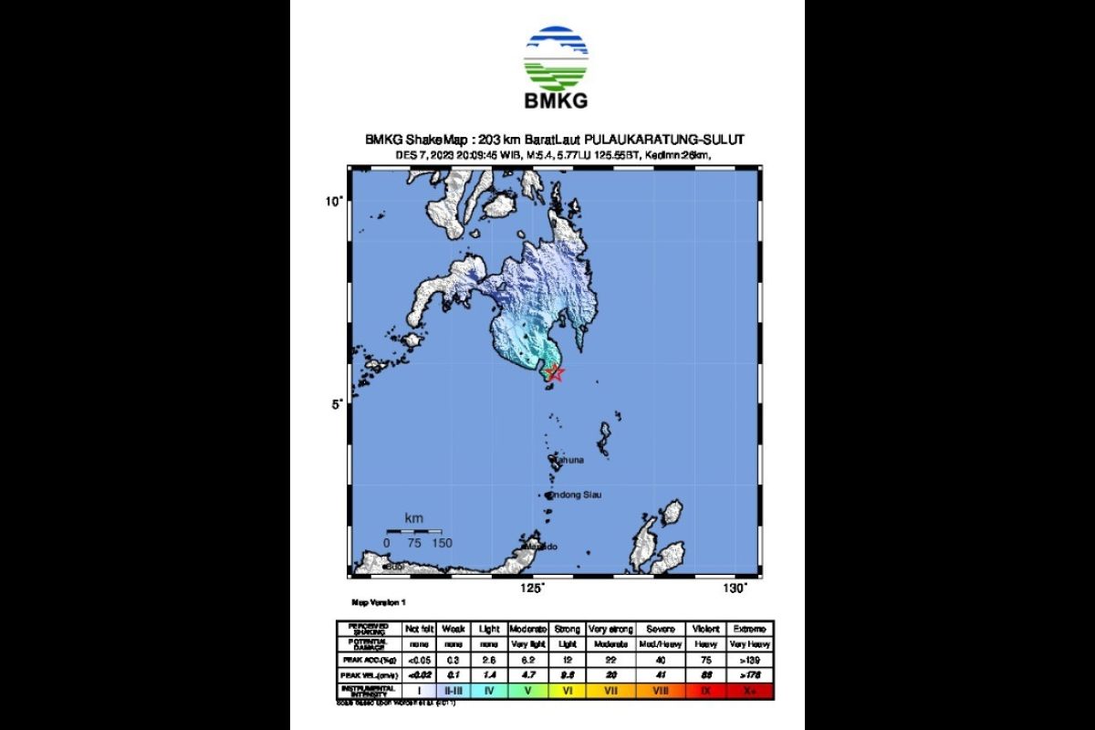 Gempa bumi dangkal M5,4 guncang barat laut Pulau Karatung - ANTARA News Mataram - Berita NTB Terkini