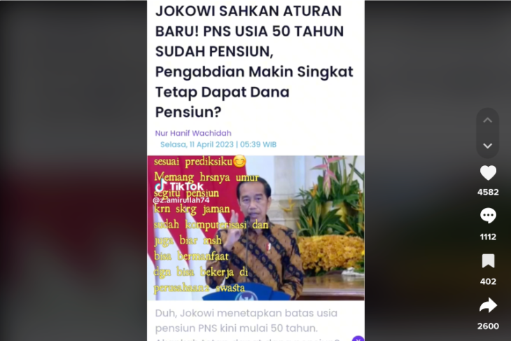 Hoaks! Jokowi tetapkan batas usia pensiun PNS 50 tahun - ANTARA News